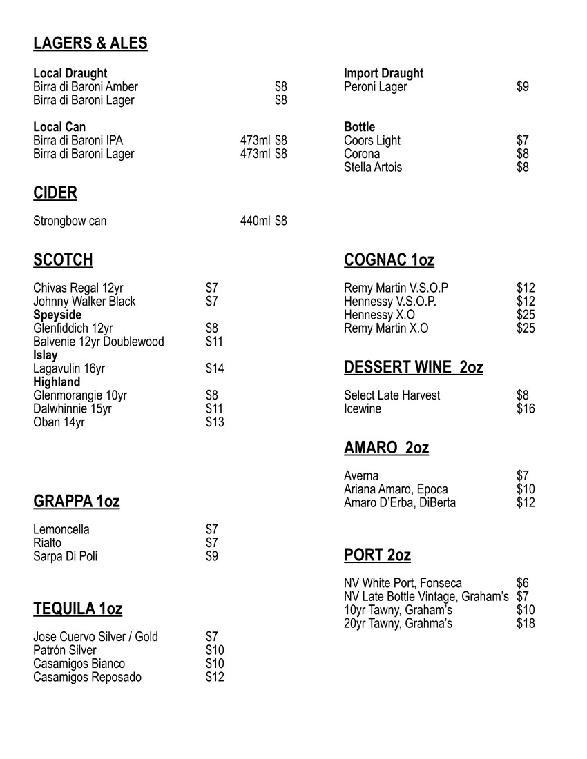 Regular Menu