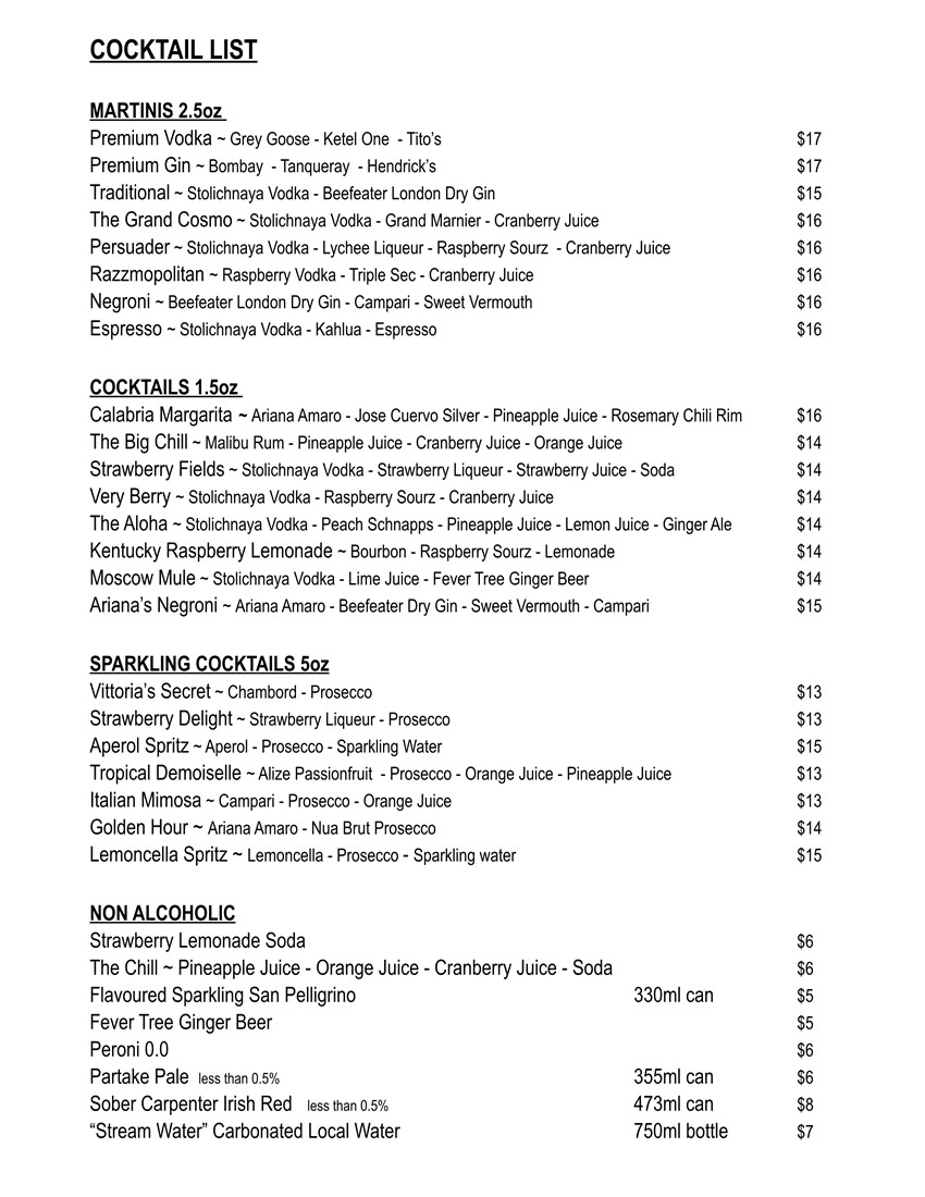 Regular Menu