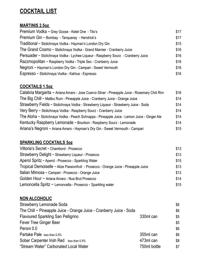 Regular Menu